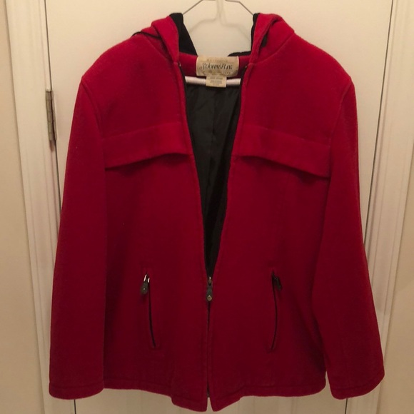 St. John's Bay | Jackets & Coats | St John Bay Red Wool Coat With Hood ...